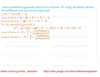 Class 10 _ Chapter 2_ Polynomals (Division Algorithm for Polynomials)_Lecture 2 | PPT
