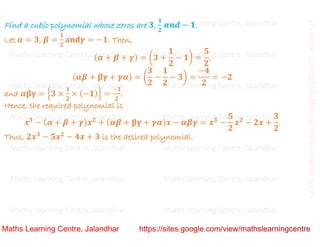 Class 10 _ Chapter 2_ Polynomals (Division Algorithm for Polynomials)_Lecture 2 | PPT