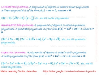 Class 10 _ Chapter 2_ Polynomals (Division Algorithm for Polynomials)_Lecture 2 | PPT
