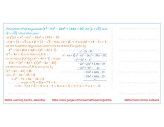 Class 10 _ Chapter 2_ Polynomals (Graphs of Polynomials and ...