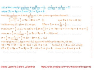 Class 10 _ Chapter 3_ Pair of linear equations in two variables (Algebraic Methods (Substitution ...