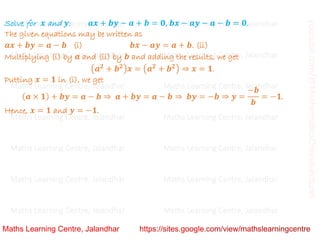 Class 10 _ Chapter 3_ Pair of linear equations in two variables (Algebraic Methods (Substitution ...