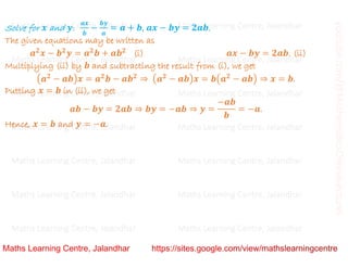 Class 10 _ Chapter 3_ Pair of linear equations in two variables (Algebraic Methods (Substitution ...