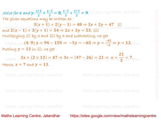 Class 10 Chapter 3 Pair Of Linear Equations In Two Variables