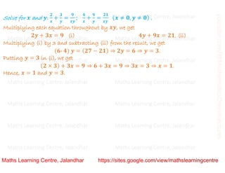 Class 10 _ Chapter 3_ Pair of linear equations in two variables (Algebraic Methods (Substitution ...