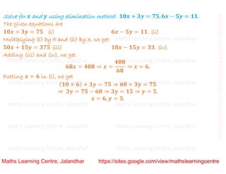 Class 10 _ Chapter 3_ Pair of linear equations in two variables ...