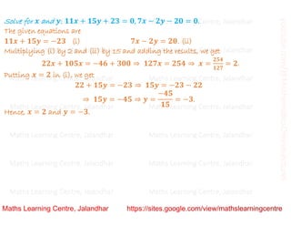 Class 10 _ Chapter 3_ Pair of linear equations in two variables ...
