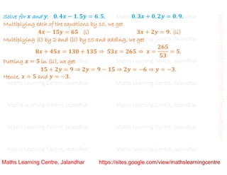 Class 10 _ Chapter 3_ Pair of linear equations in two variables ...