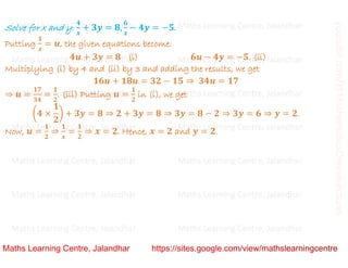 Class 10 _ Chapter 3_ Pair of linear equations in two variables ...