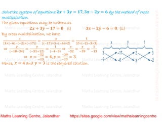 Class 10 _ Chapter 3_ Pair of linear equations in two variables (Cross multiplication) and ...