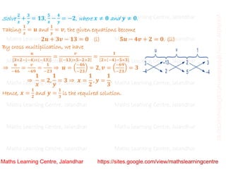 Class 10 _ Chapter 3_ Pair of linear equations in two variables (Cross multiplication) and ...
