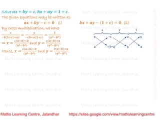 Class 10 _ Chapter 3_ Pair of linear equations in two variables (Cross multiplication) and ...