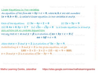 Class 10 _ Chapter 3_ Pair of linear equations in two variables ...