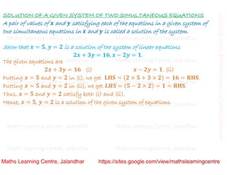 Class 10 _ Chapter 3_ Pair of linear equations in two variables (Simultaneous linear equations ...