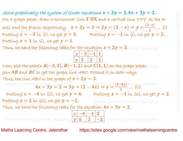 Class 10 _ Chapter 3_ Pair of linear equations in two variables ...