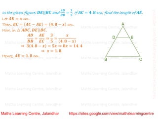 Class 10 _ Chapter 6_ Triangle_Basic Proportionality Theorem_Lecture 1 | PPT