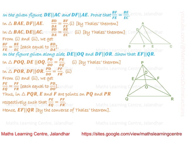 Class 10 _ Chapter 6_ Triangle_Basic Proportionality Theorem_Lecture 1 ...