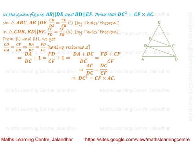 Class 10 _ Chapter 6_ Triangle_Basic Proportionality Theorem_Lecture 1 ...