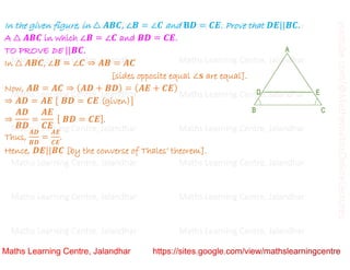 Class 10 _ Chapter 6_ Triangle_Basic Proportionality Theorem_Lecture 1 | PPT