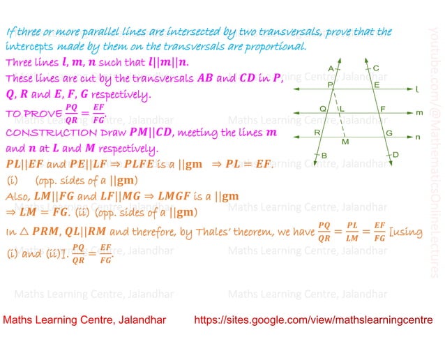 Class 10 _ Chapter 6_ Triangle_Basic Proportionality Theorem_Lecture 1 ...