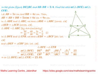 Class 10_Chapter 6_Triangles_Ratio of area of similar triangles_Lecture 4 | PDF | Educational ...