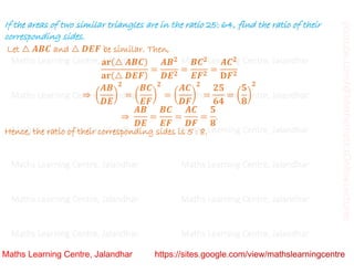 Class 10_Chapter 6_Triangles_Ratio of area of similar triangles_Lecture ...