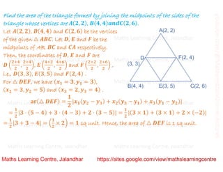 Class 10_Chapter 7_Coordinate geometry (Area of the triangle) Lecture 3 ...