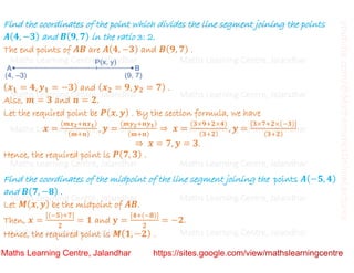 Class 10 _ Chapter 7_ Coordinate geometry_Section formula_Lecture 2 | PPT