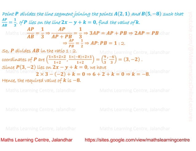 Class 10 _ Chapter 7_ Coordinate geometry_Section formula_Lecture 2 | PPT