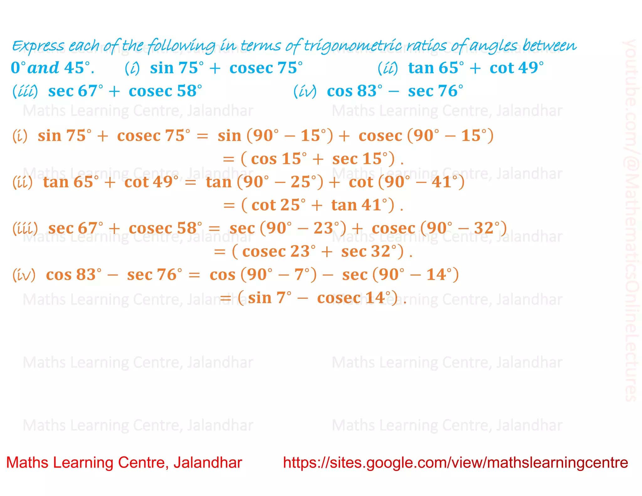 Class 10_Chapter 8_Introduction to trigonometry_Particular angles ...