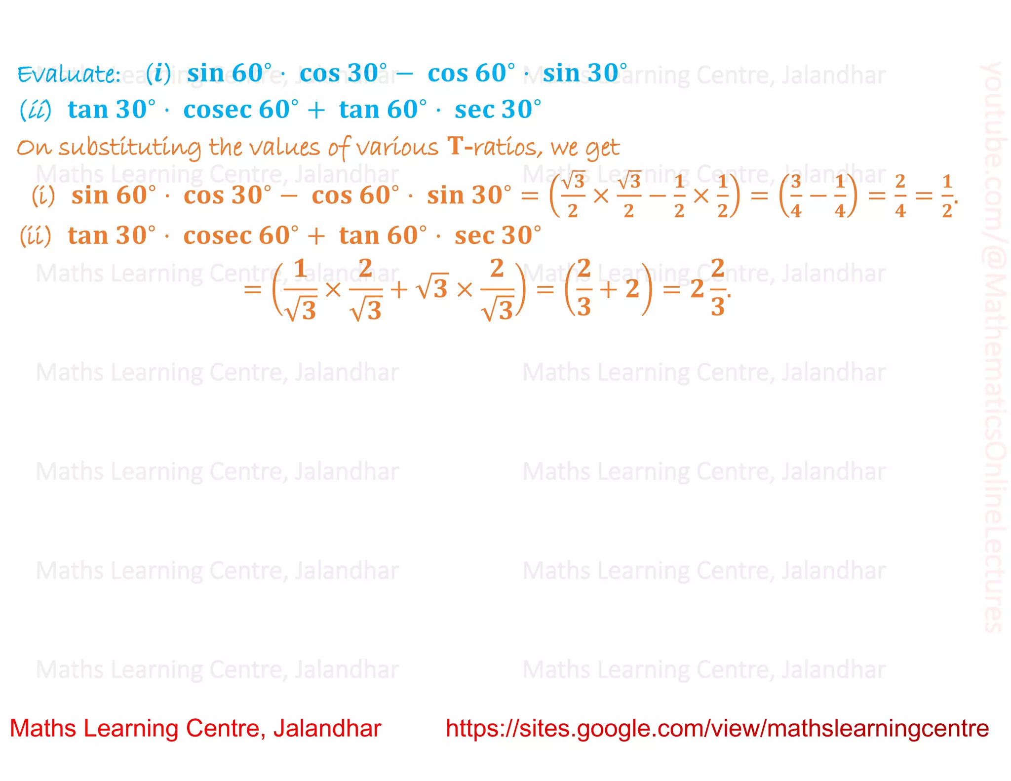 Class 10_Chapter 8_Introduction to trigonometry_Particular angles, complementary angles Lecture ...