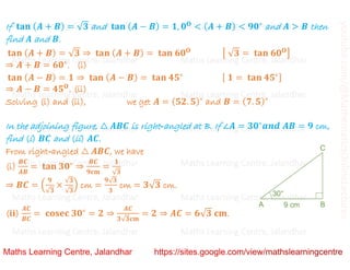 Class 10_Chapter 8_Introduction to trigonometry_Particular angles, complementary angles Lecture ...
