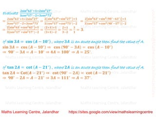 Class 10_Chapter 8_Introduction to trigonometry_Particular angles, complementary angles Lecture ...
