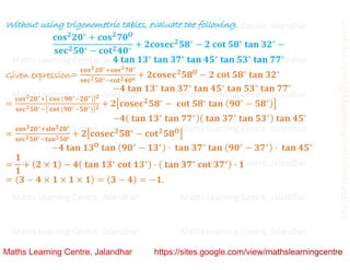Class 10_Chapter 8_Introduction to trigonometry_Particular angles, complementary angles Lecture ...