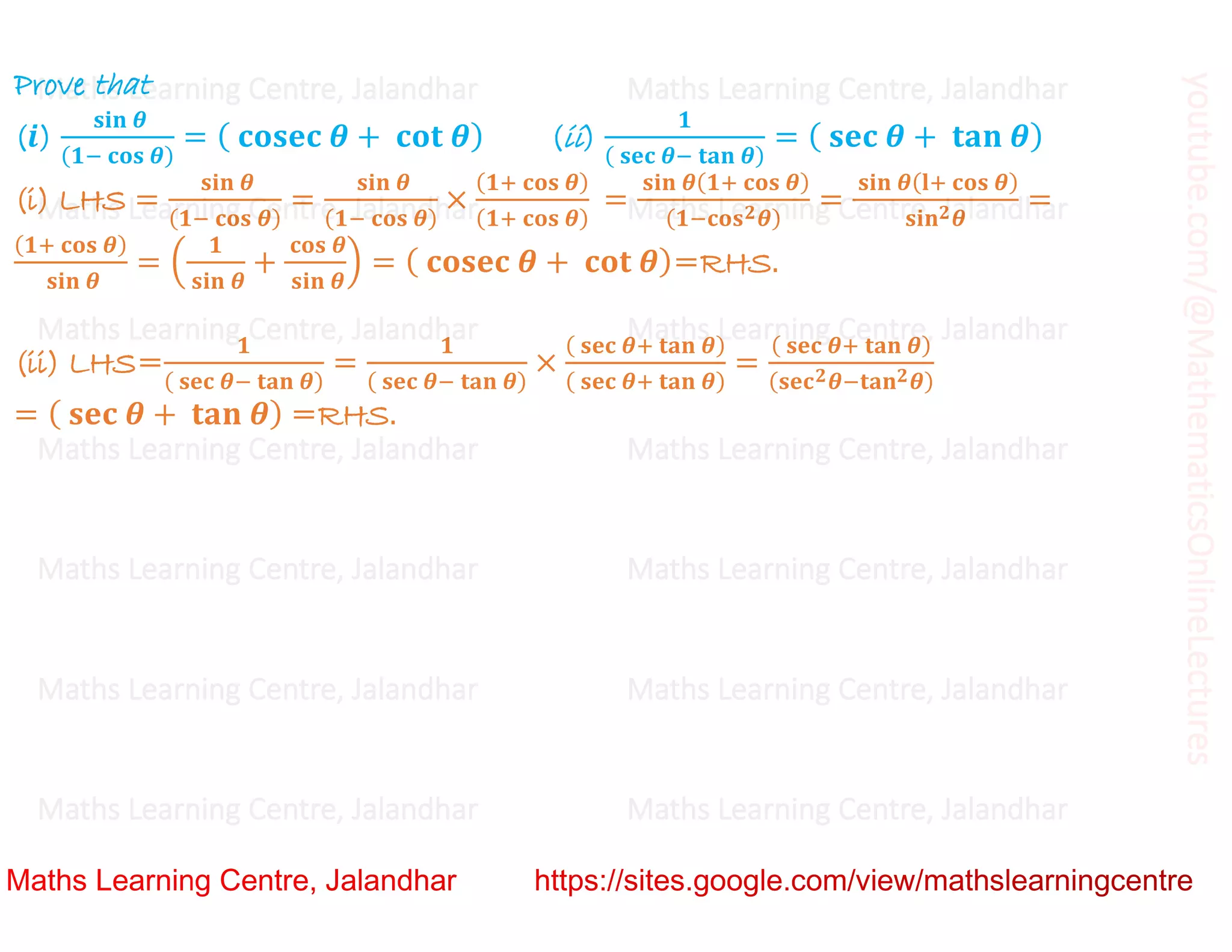 Class 10 Chapter 8 Introduction To Trigonometry Trigonometric Identities Lecture 3 Pdf