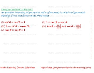Class 10 Chapter 8 Introduction to trigonometry (Trigonometric ...