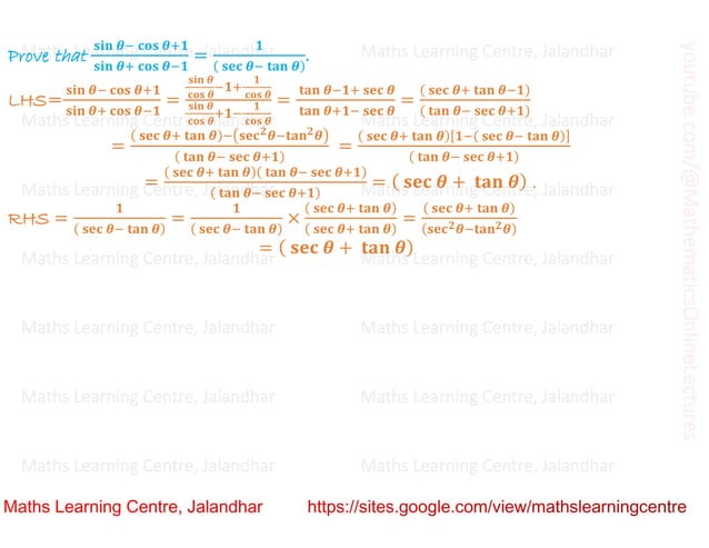 Class 10 Chapter 8 Introduction to trigonometry (Trigonometric Identities ) Lecture 3 | PDF