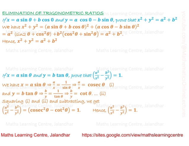 Class 10 Chapter 8 Introduction to trigonometry (Trigonometric Identities ) Lecture 3 | PDF