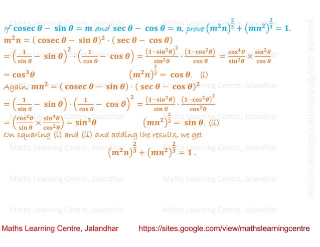 Class 10 Chapter 8 Introduction to trigonometry (Trigonometric Identities ) Lecture 3 | PDF