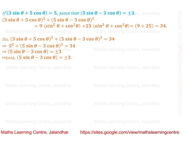 Class 10 Chapter 8 Introduction to trigonometry (Trigonometric Identities ) Lecture 3 | PDF