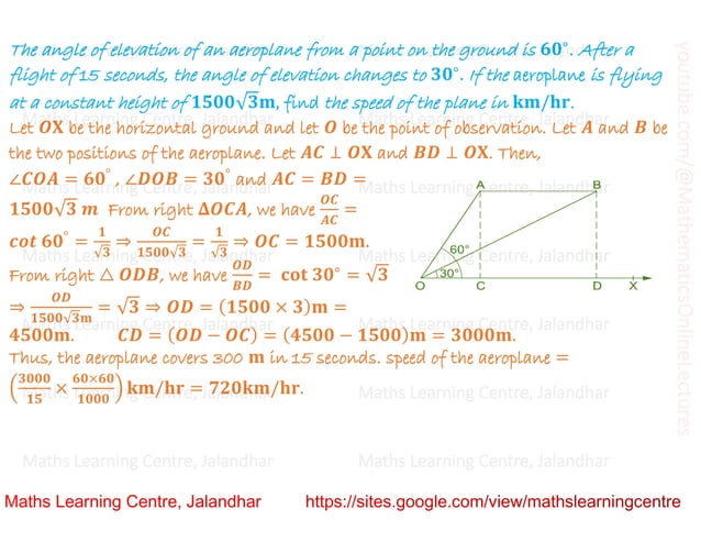 Class 10_Chapter 9_Some Applications of Trigonometry (angle of elevation and depression)_Lecture ...