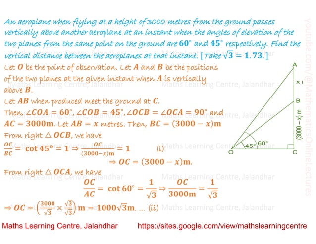 Class 10_Chapter 9_Some Applications of Trigonometry (angle of elevation and depression)_Lecture ...
