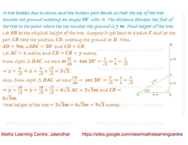 Class 10_Chapter 9_Some Applications of Trigonometry (angle of ...