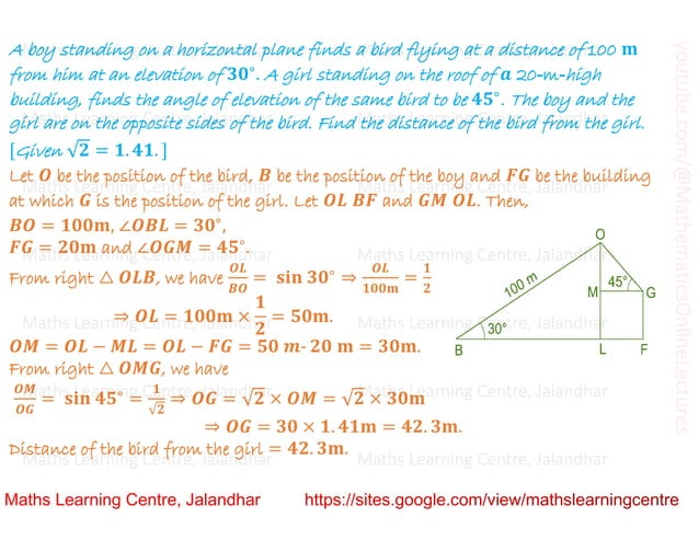 Class 10_Chapter 9_Some Applications of Trigonometry (angle of ...