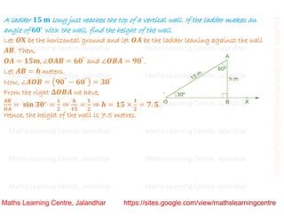 Class 10_Chapter 9_Some Applications of Trigonometry (angle of ...