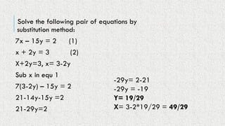 Class 10 linear equation in two variables | PPTX