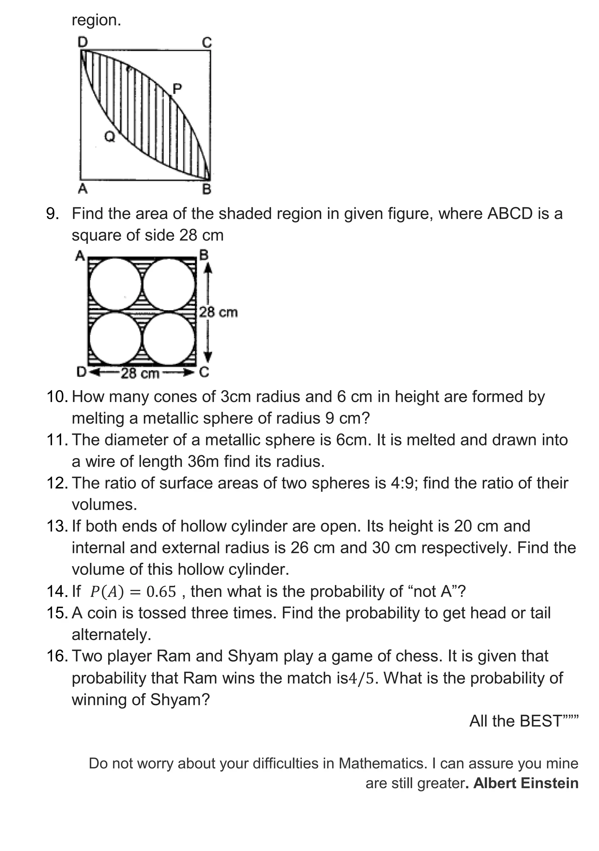 Class 10 maths PAPER RAJASTHAN BOARD | PDF