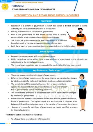 CLASS 10 POLITICAL SCIENCE Chapterwise topicwise Notes CHAPTER-2 ...
