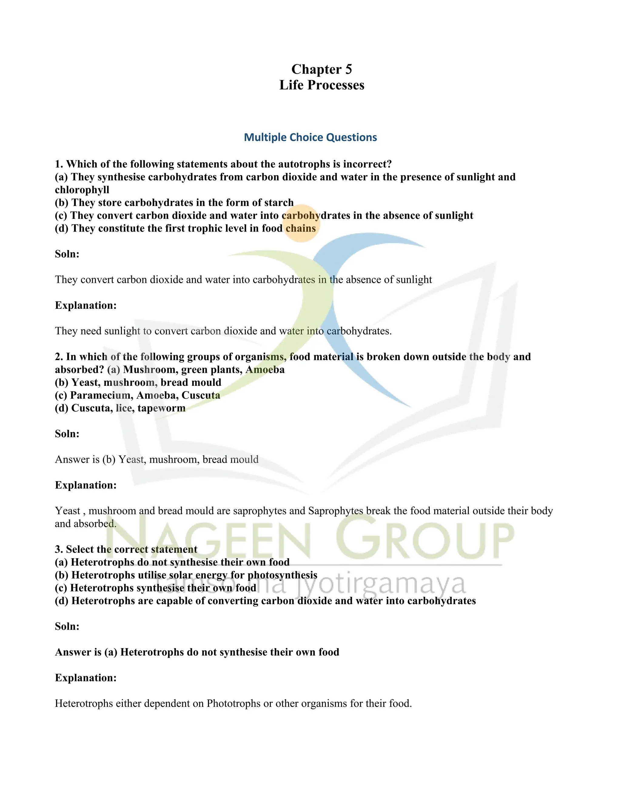 Class X Science Notes Chapter 5 Life Processes | PDF