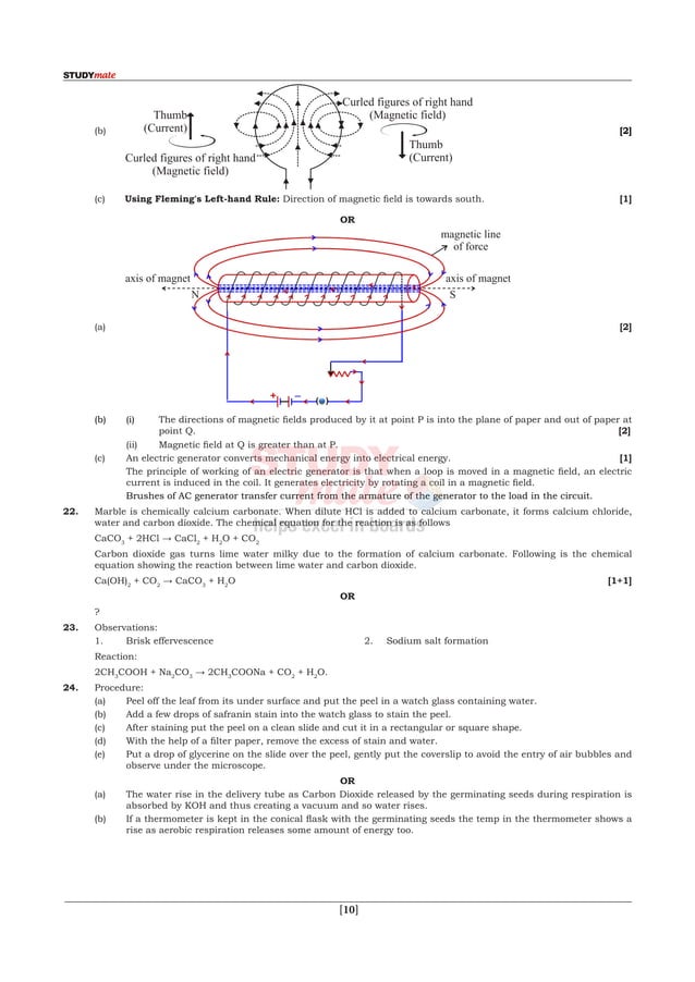 Sample Paper Class 10 Science - Studymate | PDF